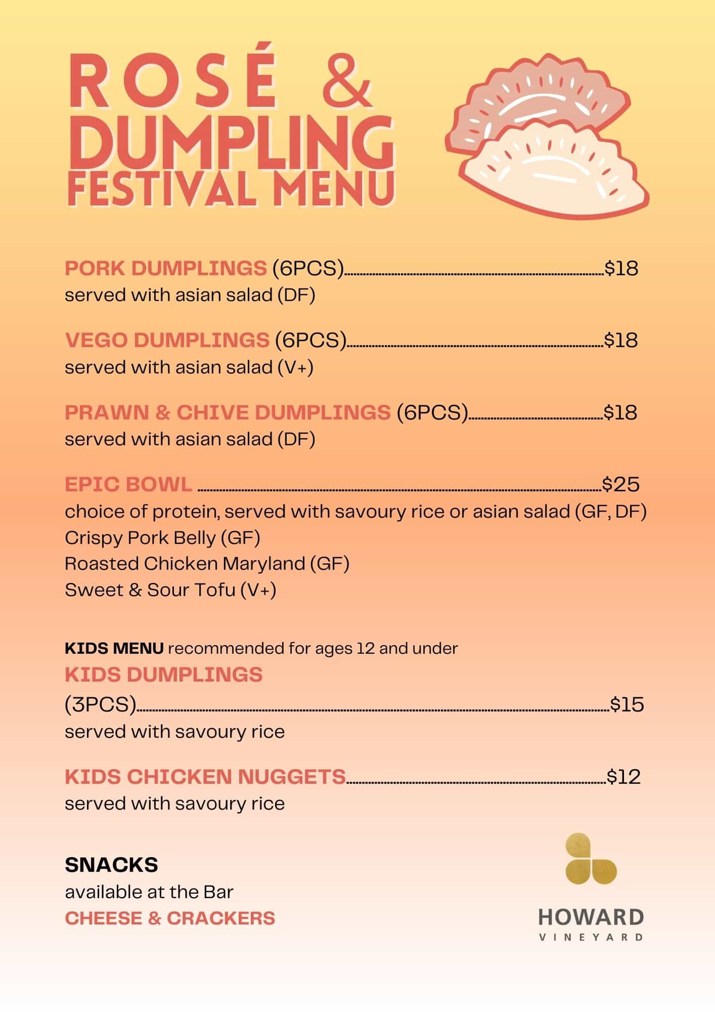 Rosé & Dumplings Festival 2025 @ Howard Vineyard | Howard Vineyard